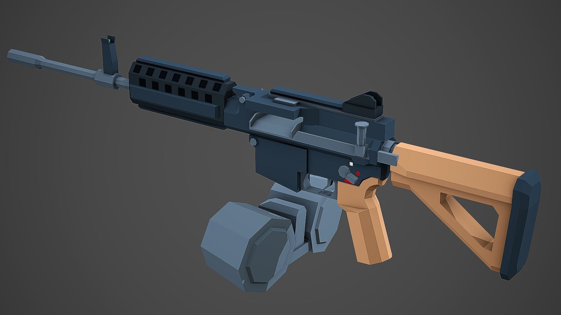 3D model Stylized AWS Machine Gun Low Poly Mobile Ready VR / AR / low ...