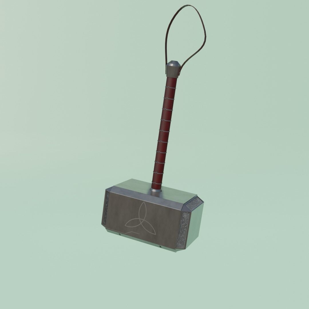 Mjolnir Thor Hammer 3D Model low poly free VR / AR / low-poly 3D model ...