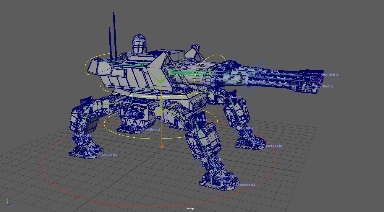 3D model Rigged Futuristic Sci-Fi Mechanical Drone Cannon Robot VR / AR ...