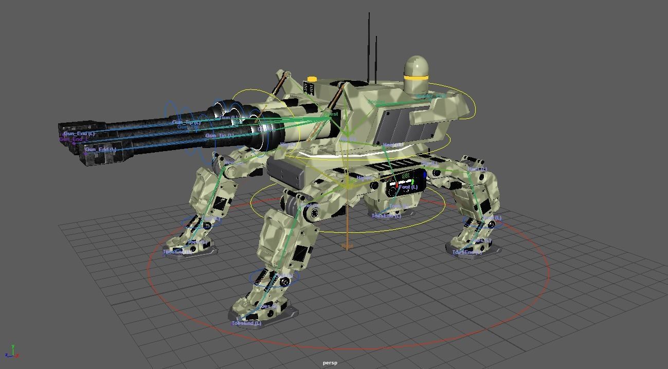 3D model Rigged Futuristic Sci-Fi Mechanical Drone Cannon Robot VR / AR ...