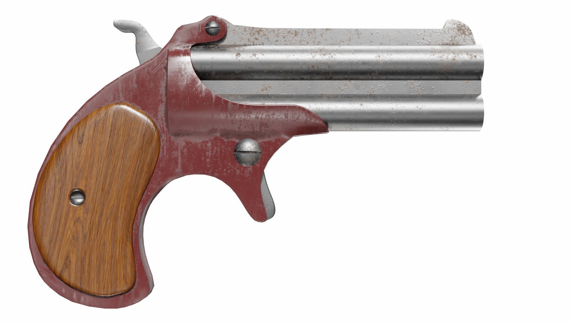 Derringer revolver with wooden handle 3D model | CGTrader