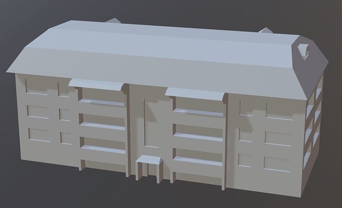 Low poly apartment building 3D model 3D printable | CGTrader