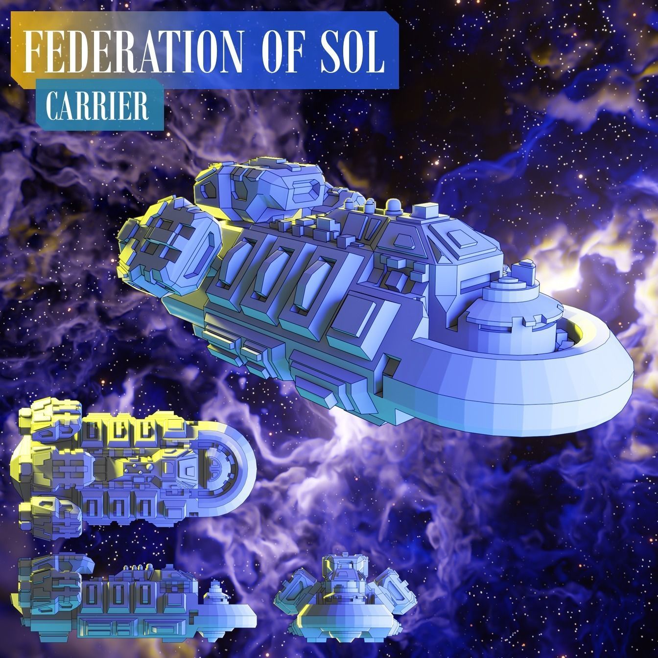 Twilight Imperium Ships Federation of Sol free 3D model 3D printable ...