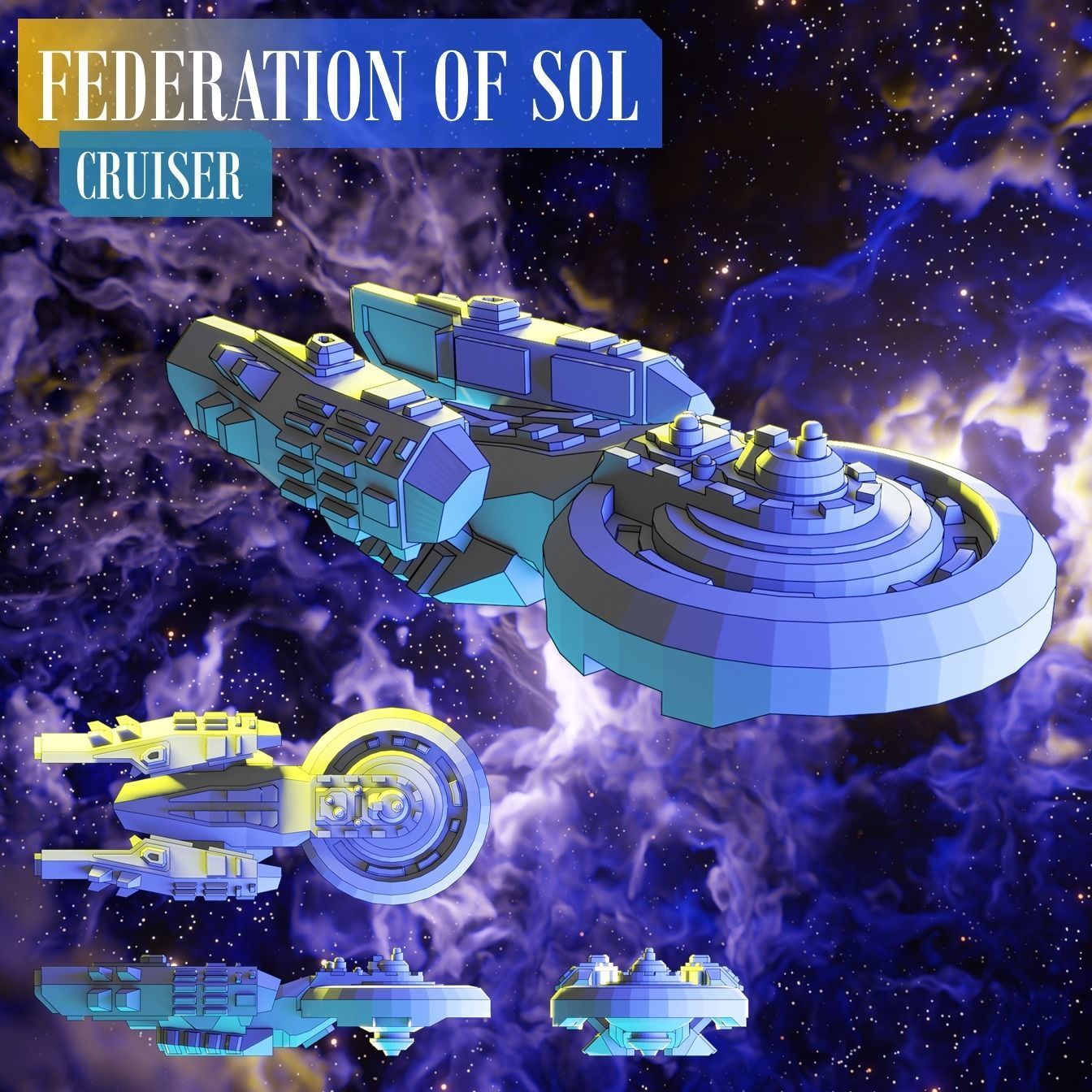 Twilight Imperium Ships Federation of Sol free 3D model 3D printable ...