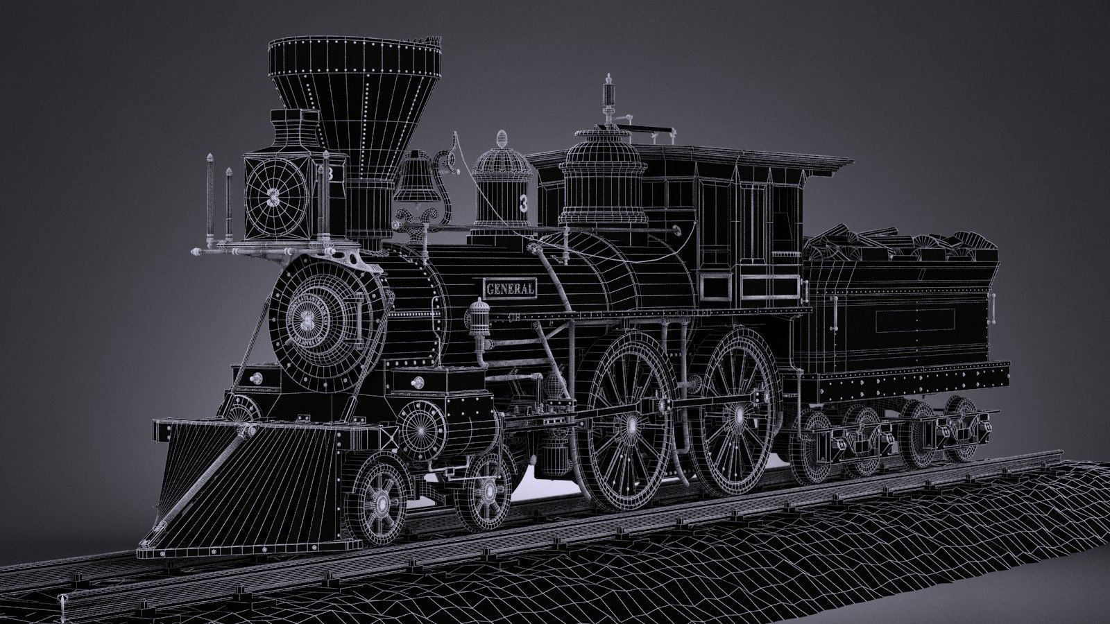 The General 4-4-0 Steam Locomotive 3D model | CGTrader