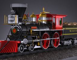 Jupiter Steam Train 1868 3D Model MAX OBJ 3DS FBX C4D LWO LW LWS ...