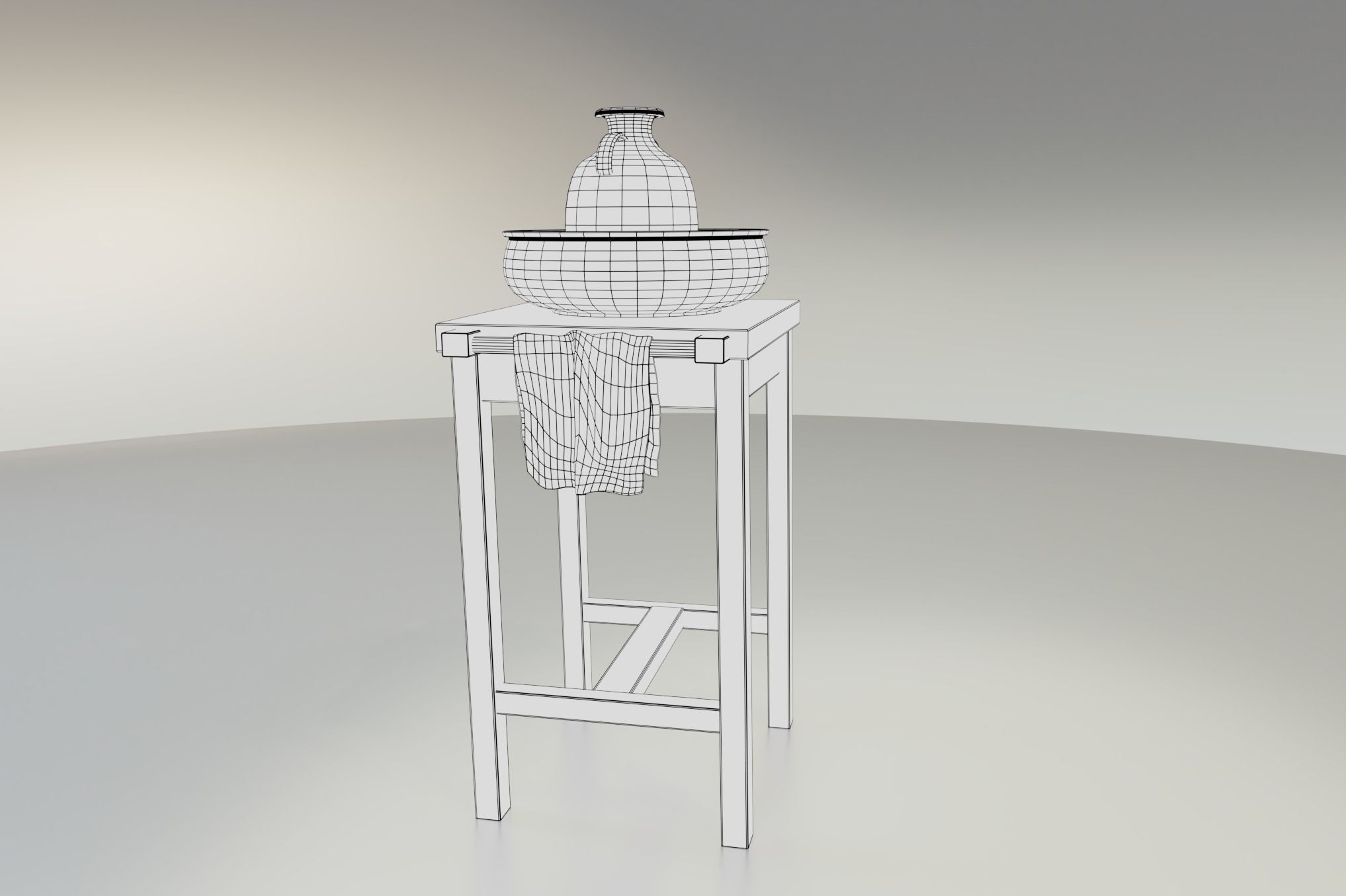 3D model Rustic Wash Basin and Stand VR / AR / low-poly | CGTrader