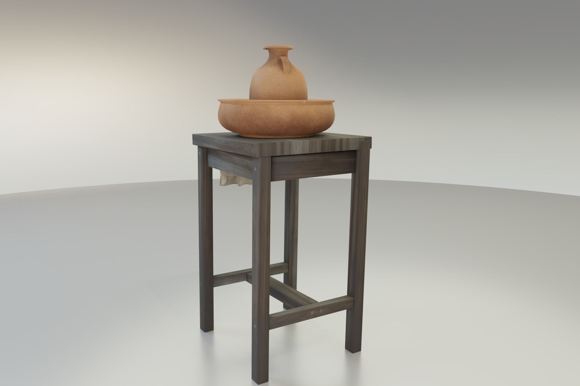 3D model Rustic Wash Basin and Stand VR / AR / low-poly | CGTrader