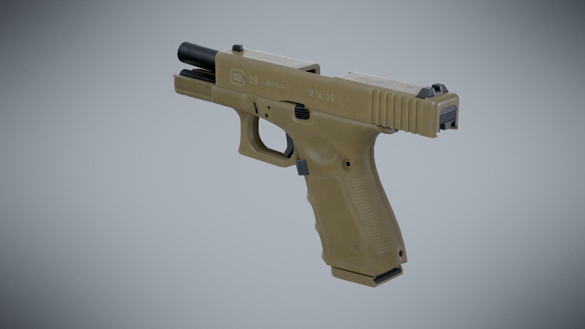 3D model Glock 19 Desert - Game Ready VR / AR / low-poly | CGTrader