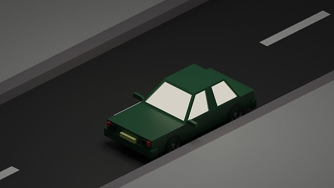 low poly Car driving on road 3D model | CGTrader