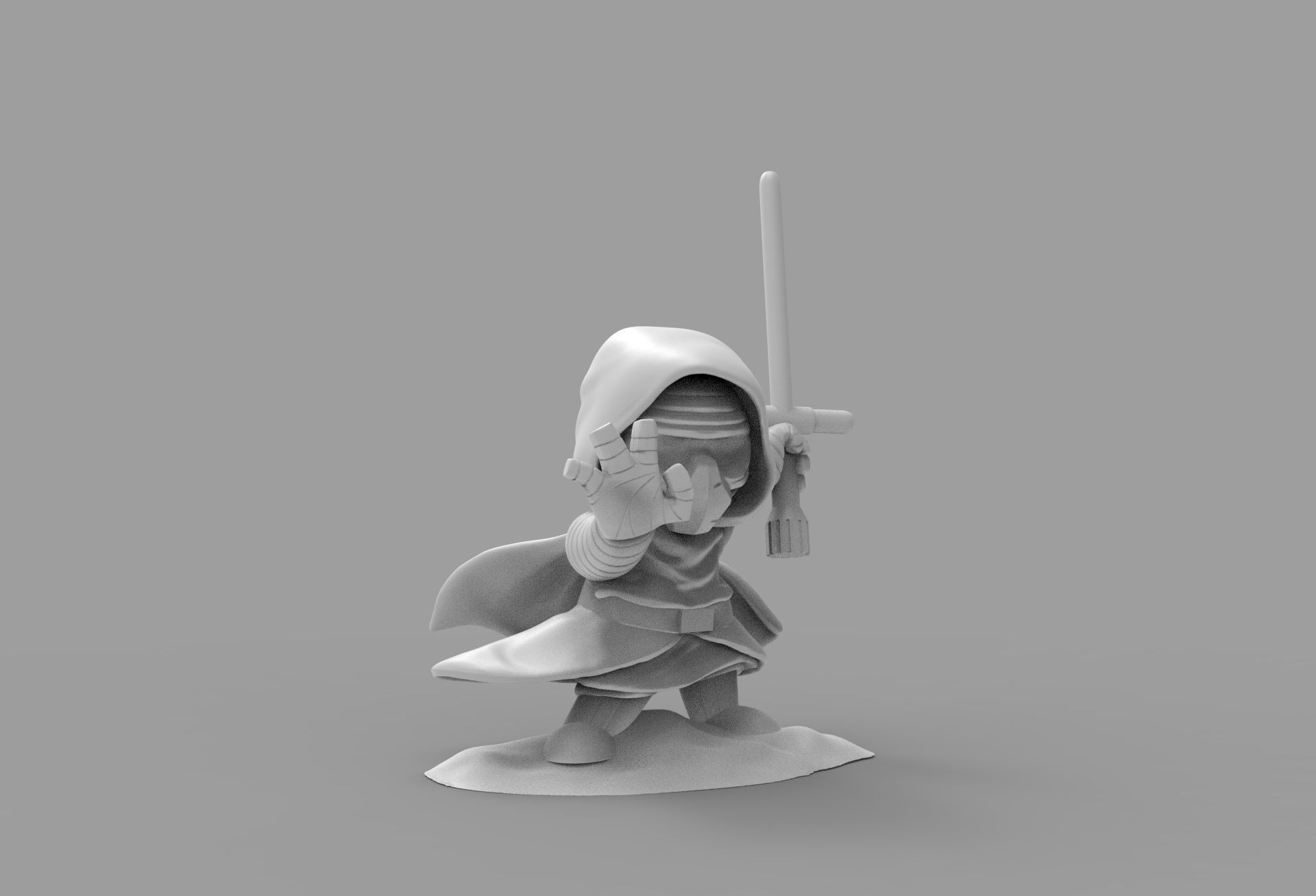 Star Wars Chibi Kylo Ren Sith With Light saber PRINTING DIORAMA 3D ...