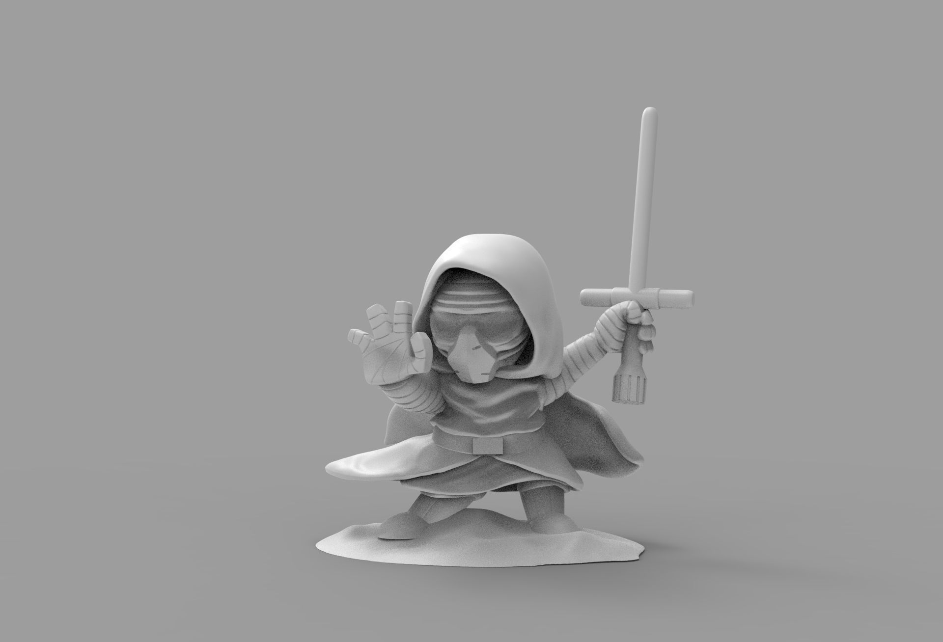 Star Wars Chibi Kylo Ren Sith With Light saber PRINTING DIORAMA 3D ...