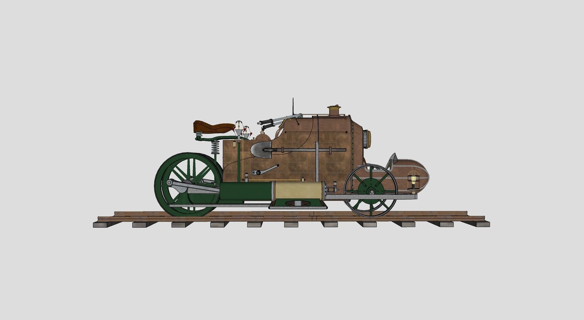Rail Motorcycle Steampunk 3D model | CGTrader