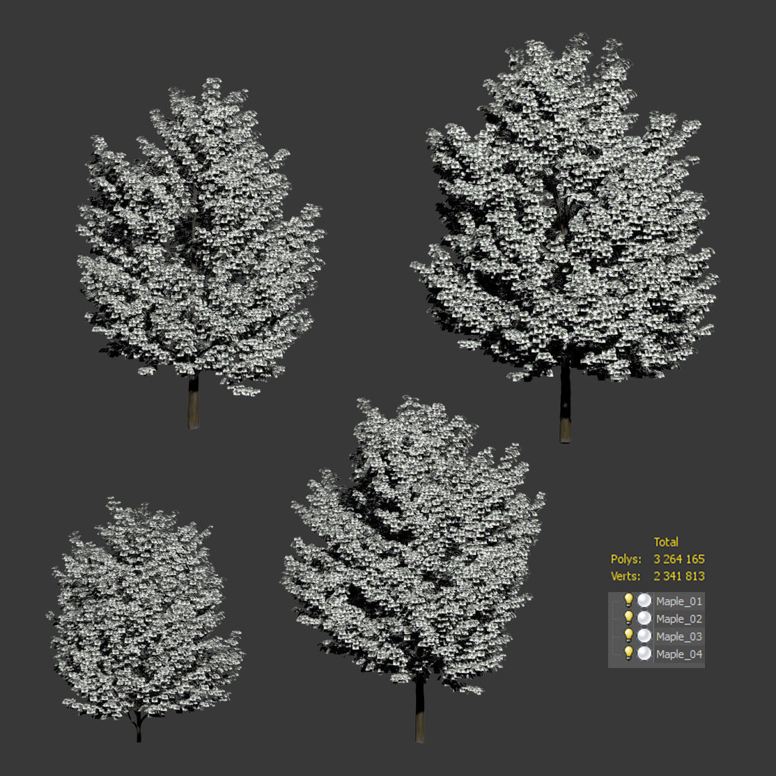 Maple trees - Set of 4 models 3D model | CGTrader
