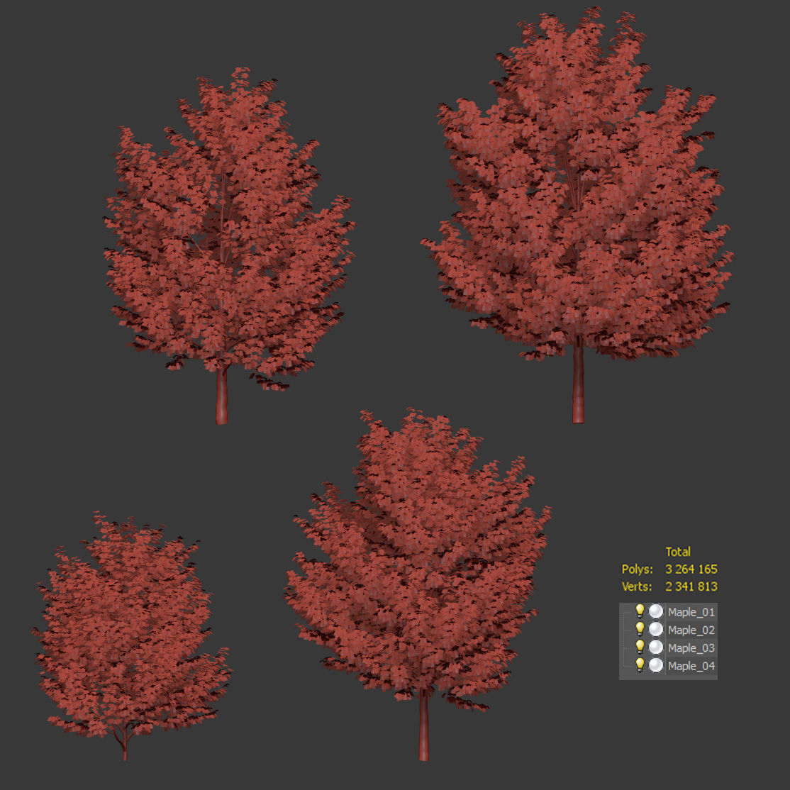 Maple trees - Set of 4 models 3D model | CGTrader