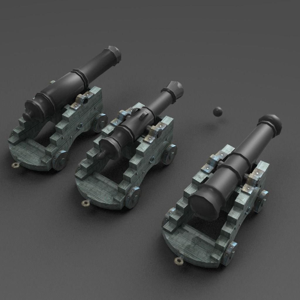 3D model Naval Cannons VR / AR / low-poly | CGTrader