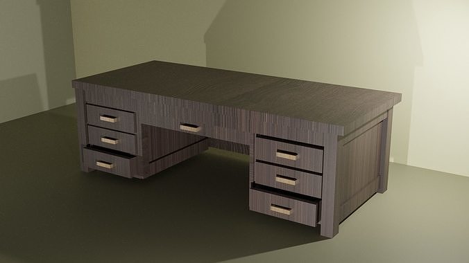 Wooden Desk free 3D model | CGTrader