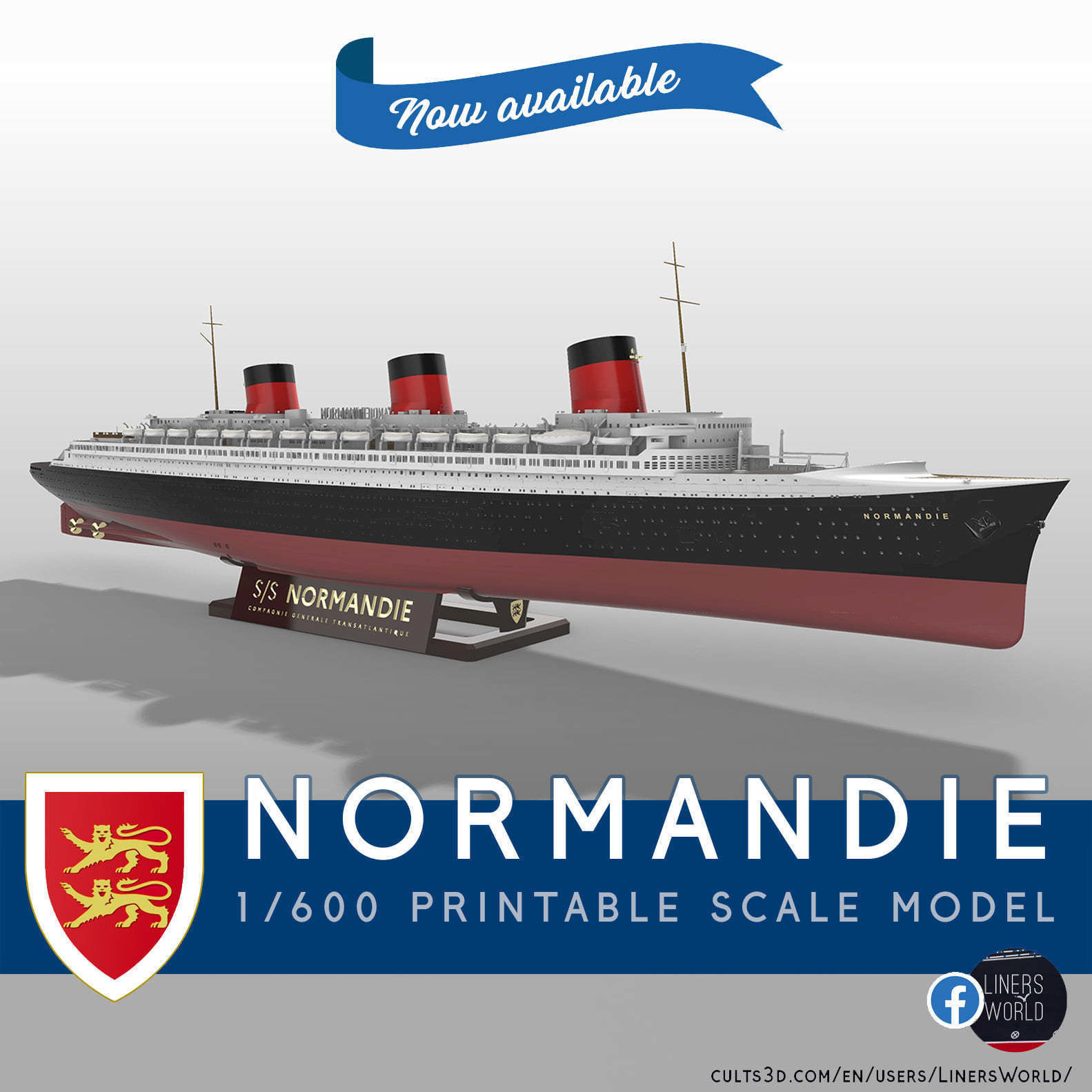 SS Normandie ocean liner 1-600 scale printable model kit 3D model 3D ...