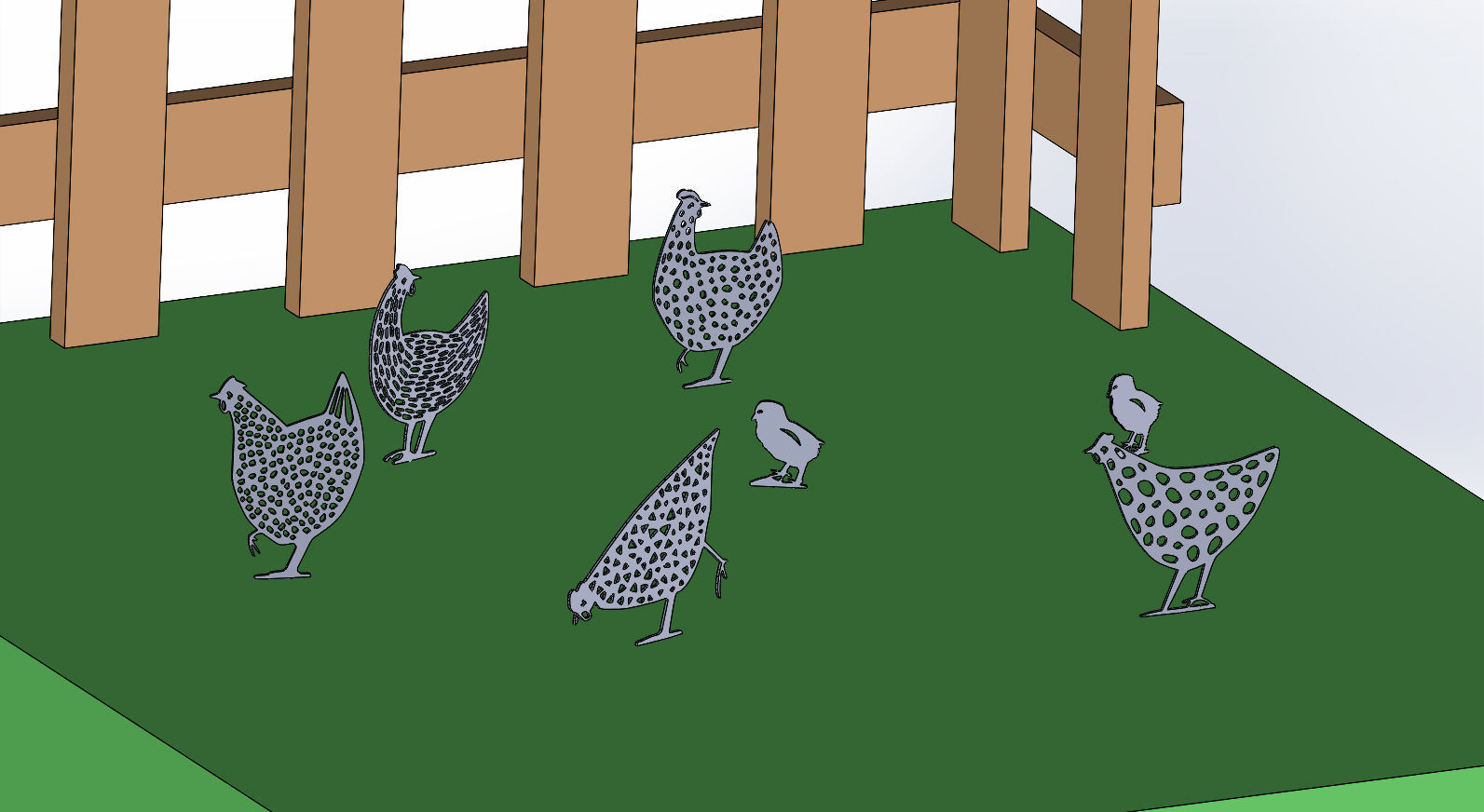 Chicken Yard Art Dxf and Step Format Chicken Family Garden Art 3D model ...