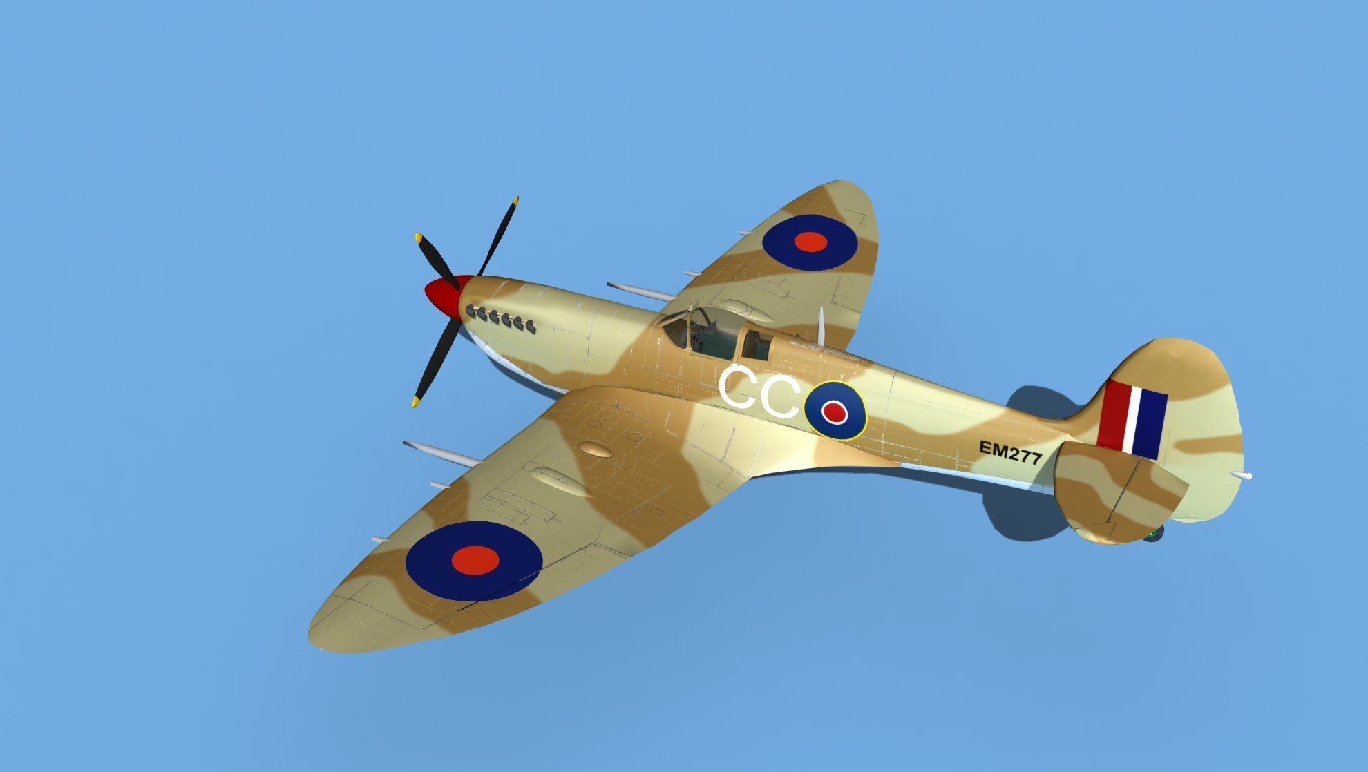 Supermarine Spitfire Mk IXb V05 3D model animated rigged | CGTrader