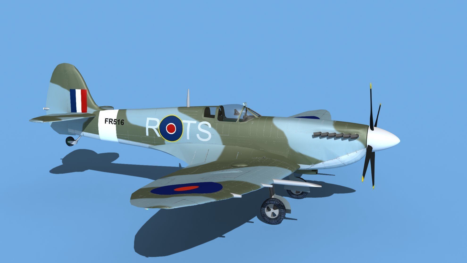 Supermarine Spitfire Mk IXb V06 3D model animated rigged | CGTrader