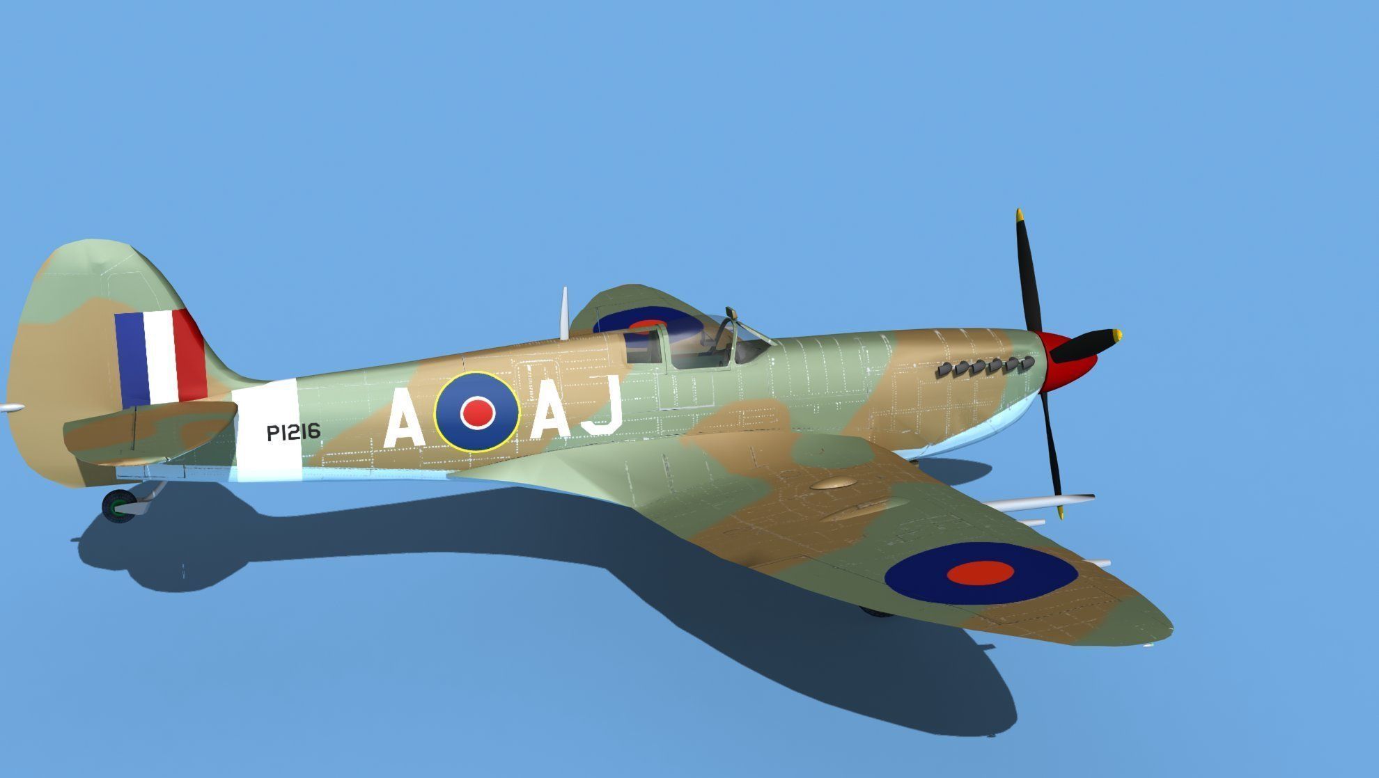 Supermarine Spitfire Mk IXb V08 3D model animated rigged | CGTrader