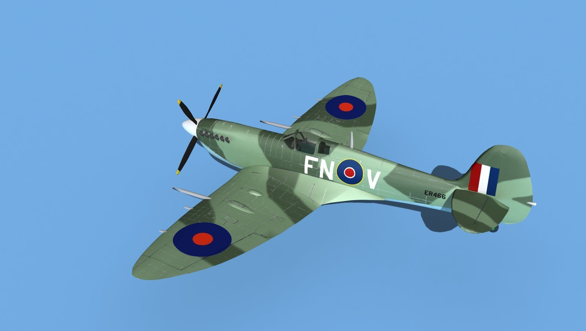 Supermarine Spitfire Mk IXb V09 3D model animated rigged | CGTrader