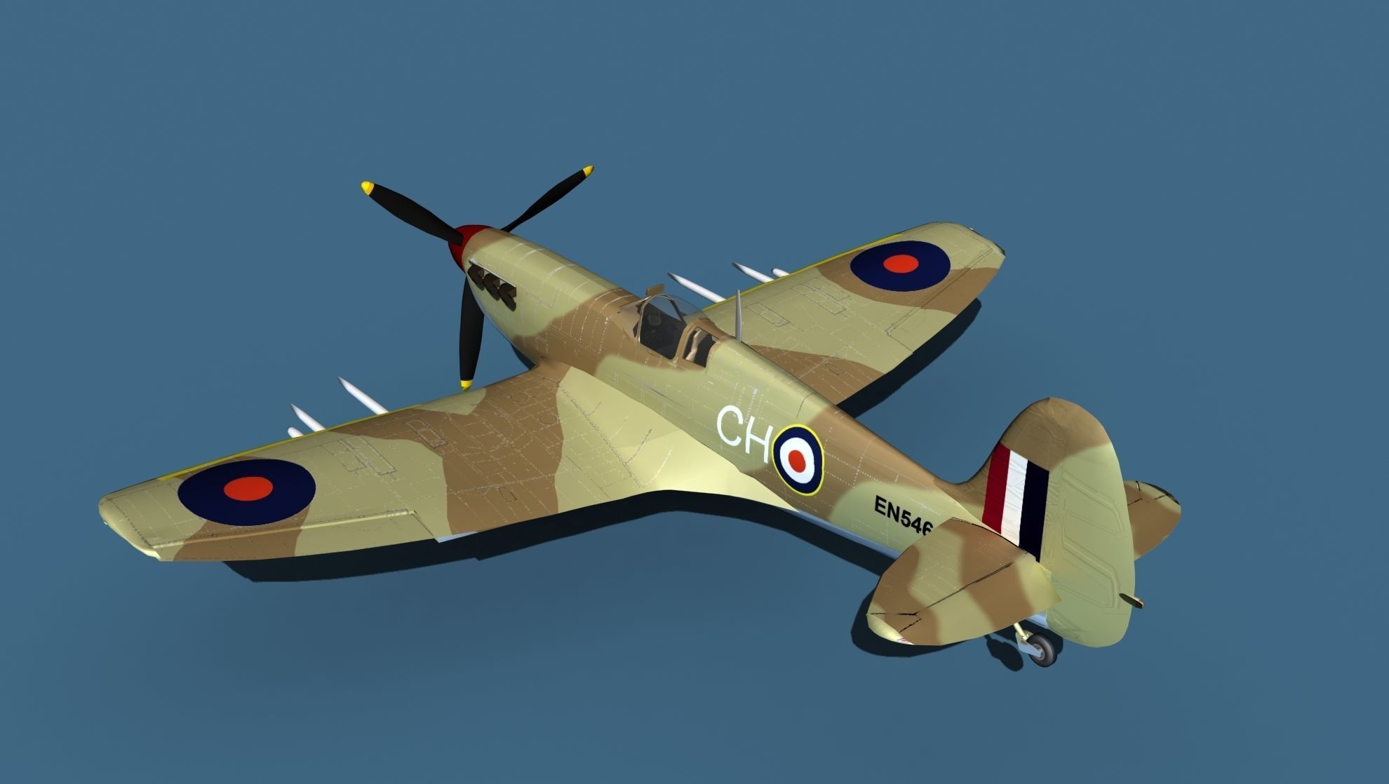 Supermarine Spitfire Mk5C V07 RAF 3D model animated rigged | CGTrader