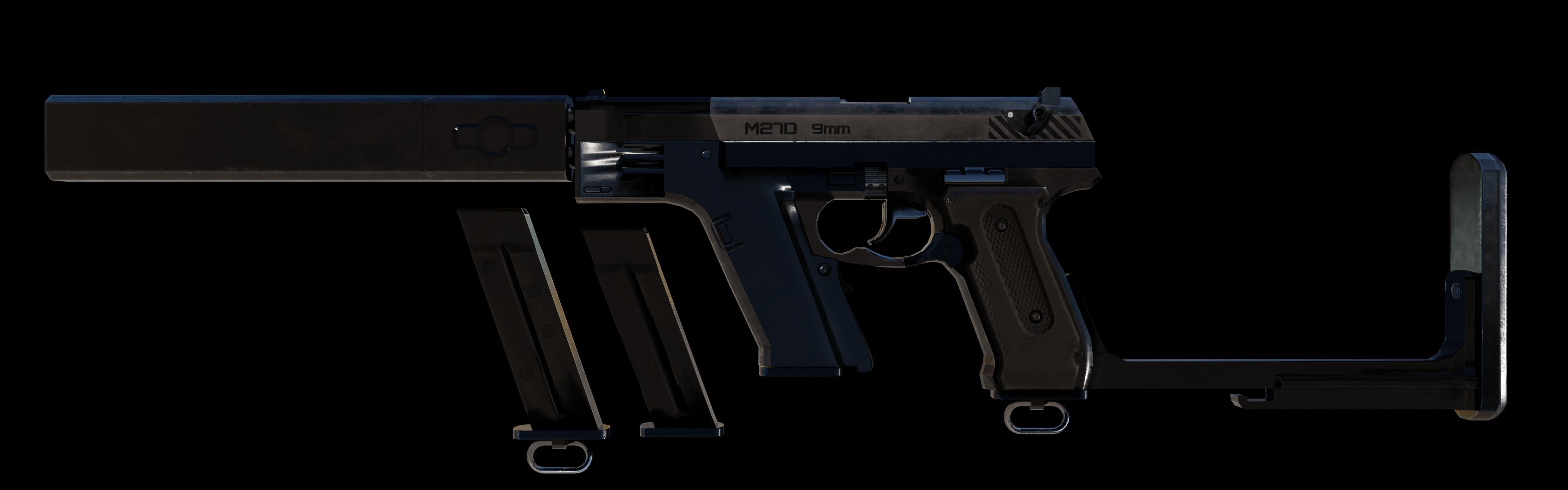 3D model Lowpoly Double Mag Smg 4K PBR Game-ready Model VR / AR / low ...