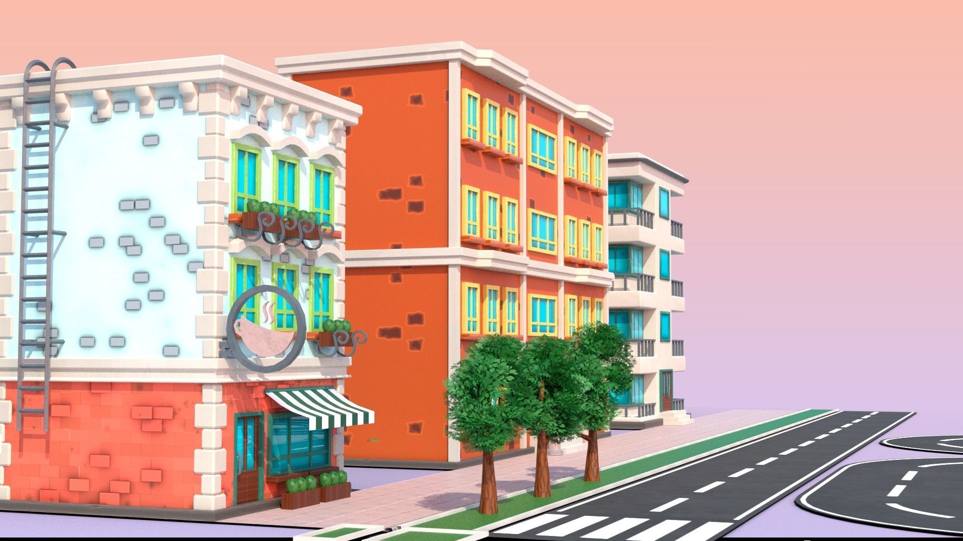 3D model Stylized city pack VR / AR / low-poly | CGTrader