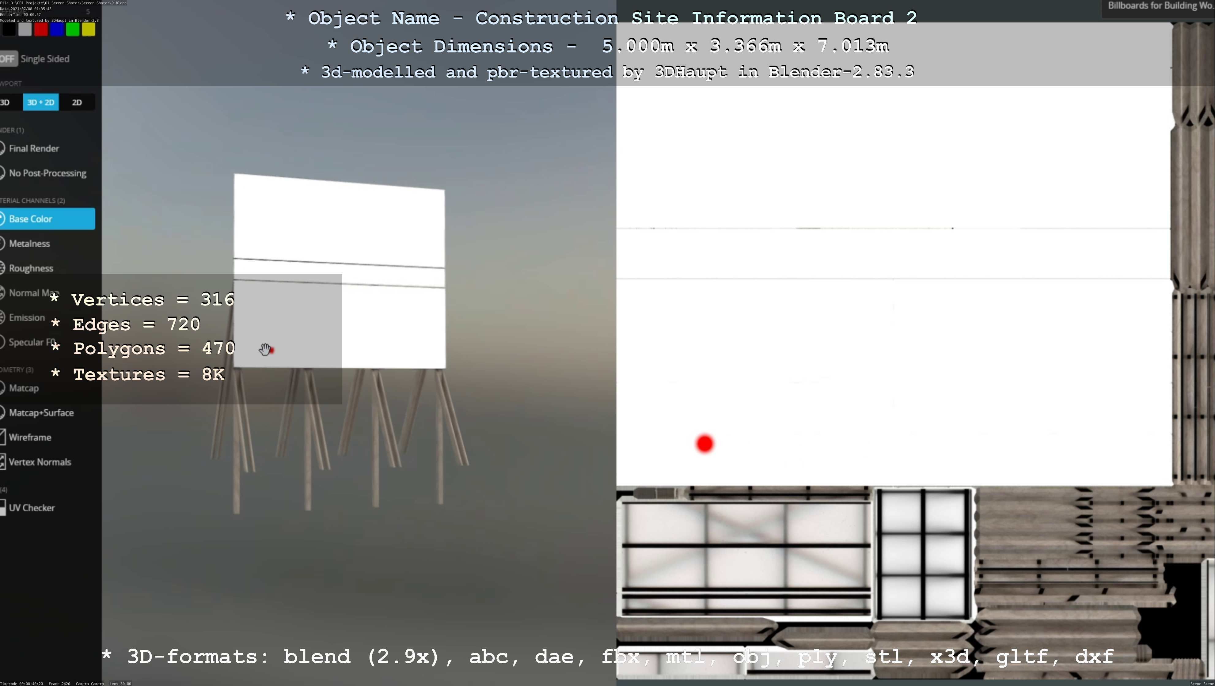 3D model Construction Site Information Board 2 VR / AR / low-poly ...