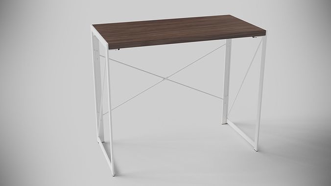 desk Versa Brown Folding Metal Wood 45 X 74 X 90 Cm free 3D model ...