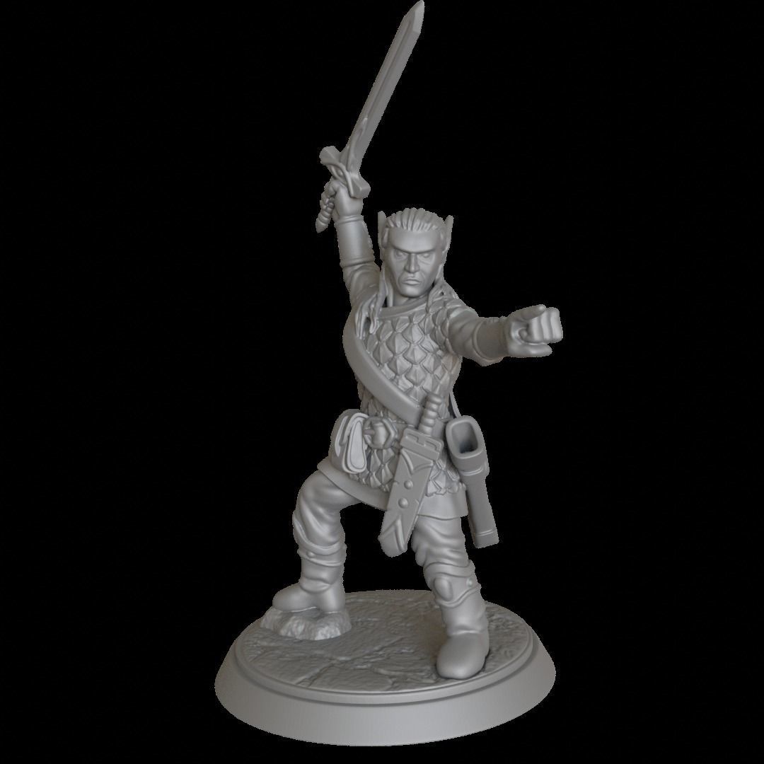High elf paladin RPG Miniature - pre-supported STL 3D model 3D ...