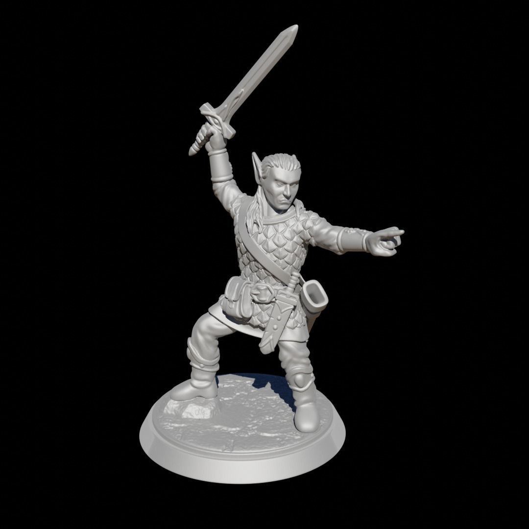 High elf paladin RPG Miniature - pre-supported STL 3D model 3D ...