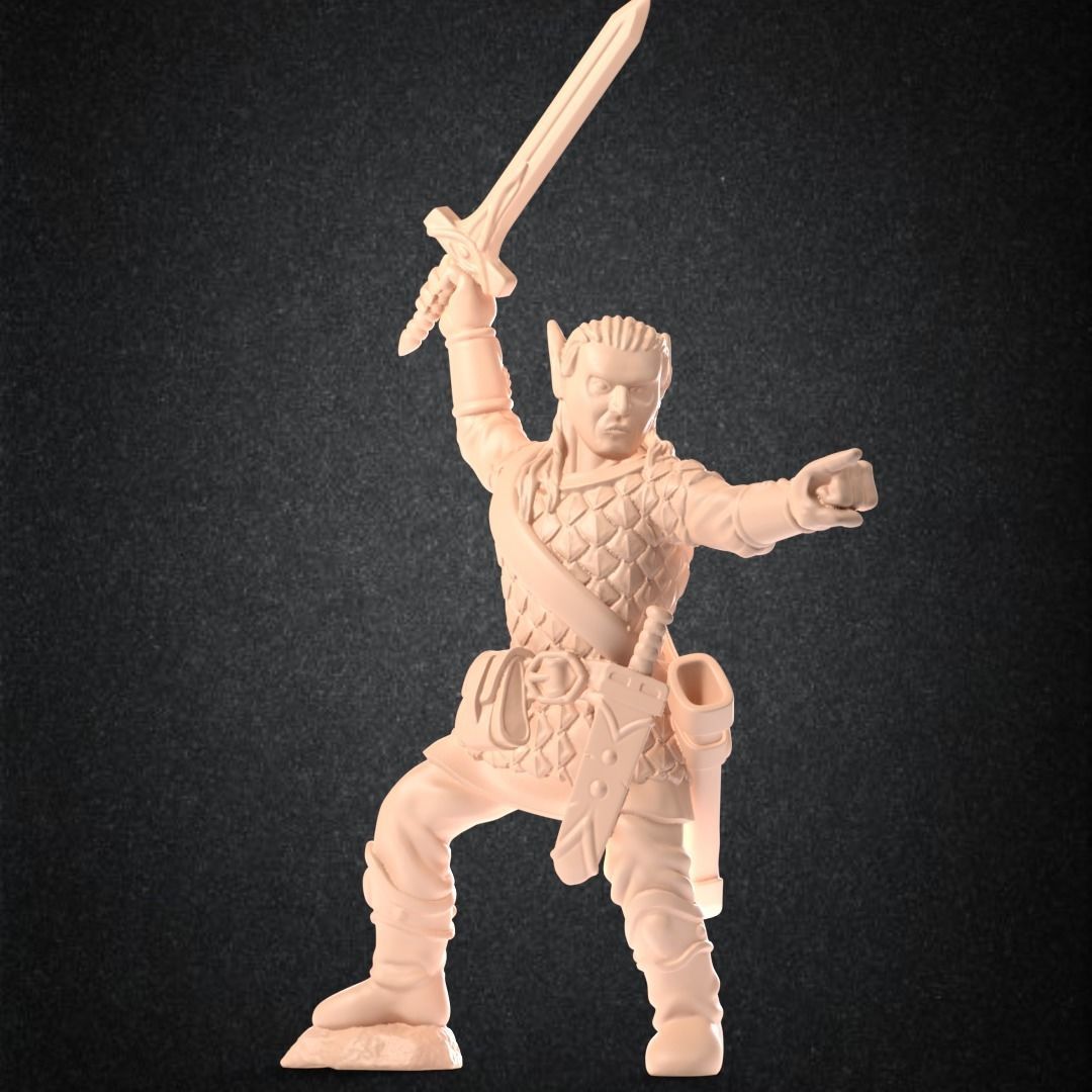 High elf paladin RPG Miniature - pre-supported STL 3D model 3D ...