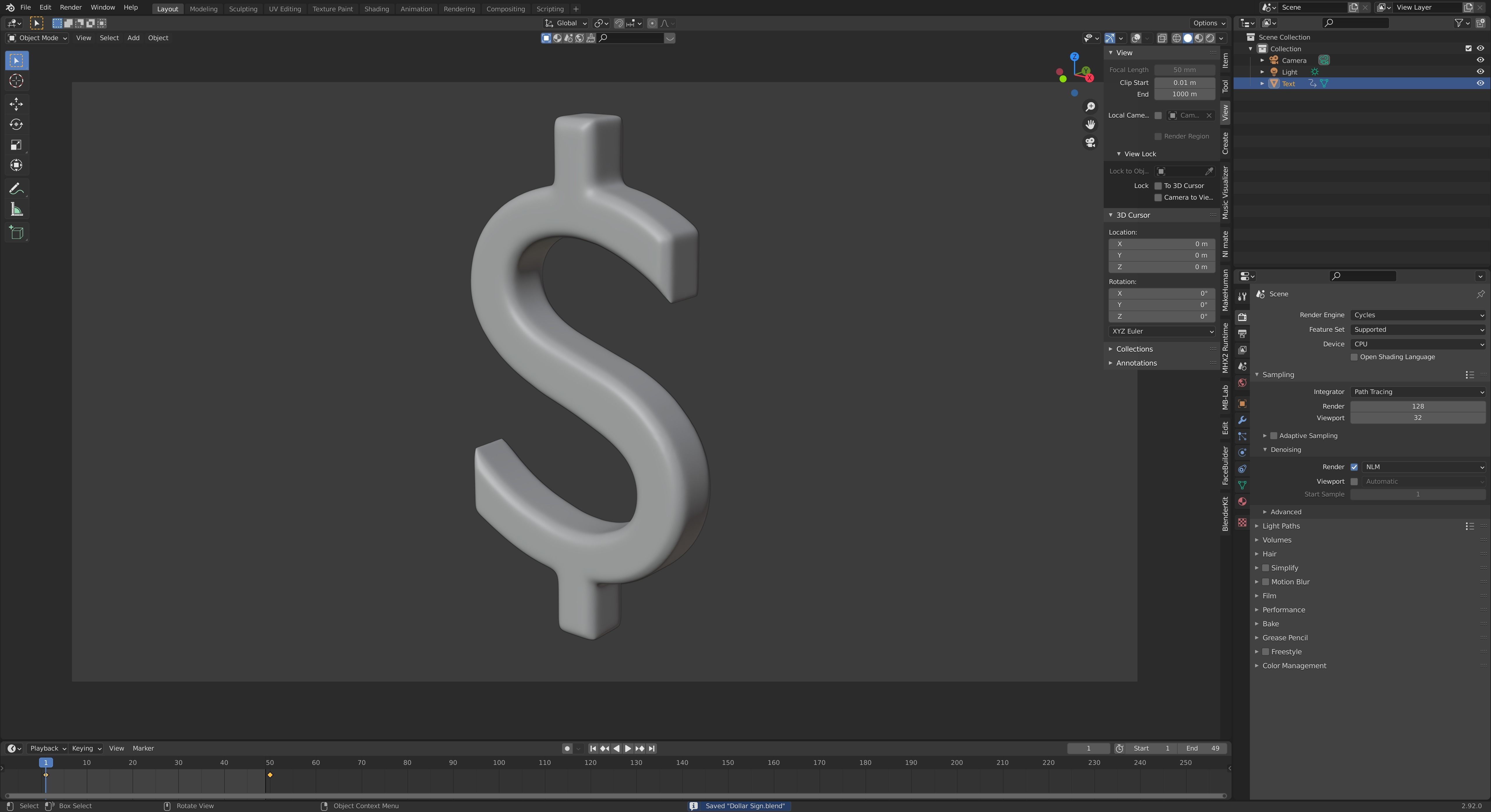 Dollar Sign 3d Printable free 3D model animated | CGTrader