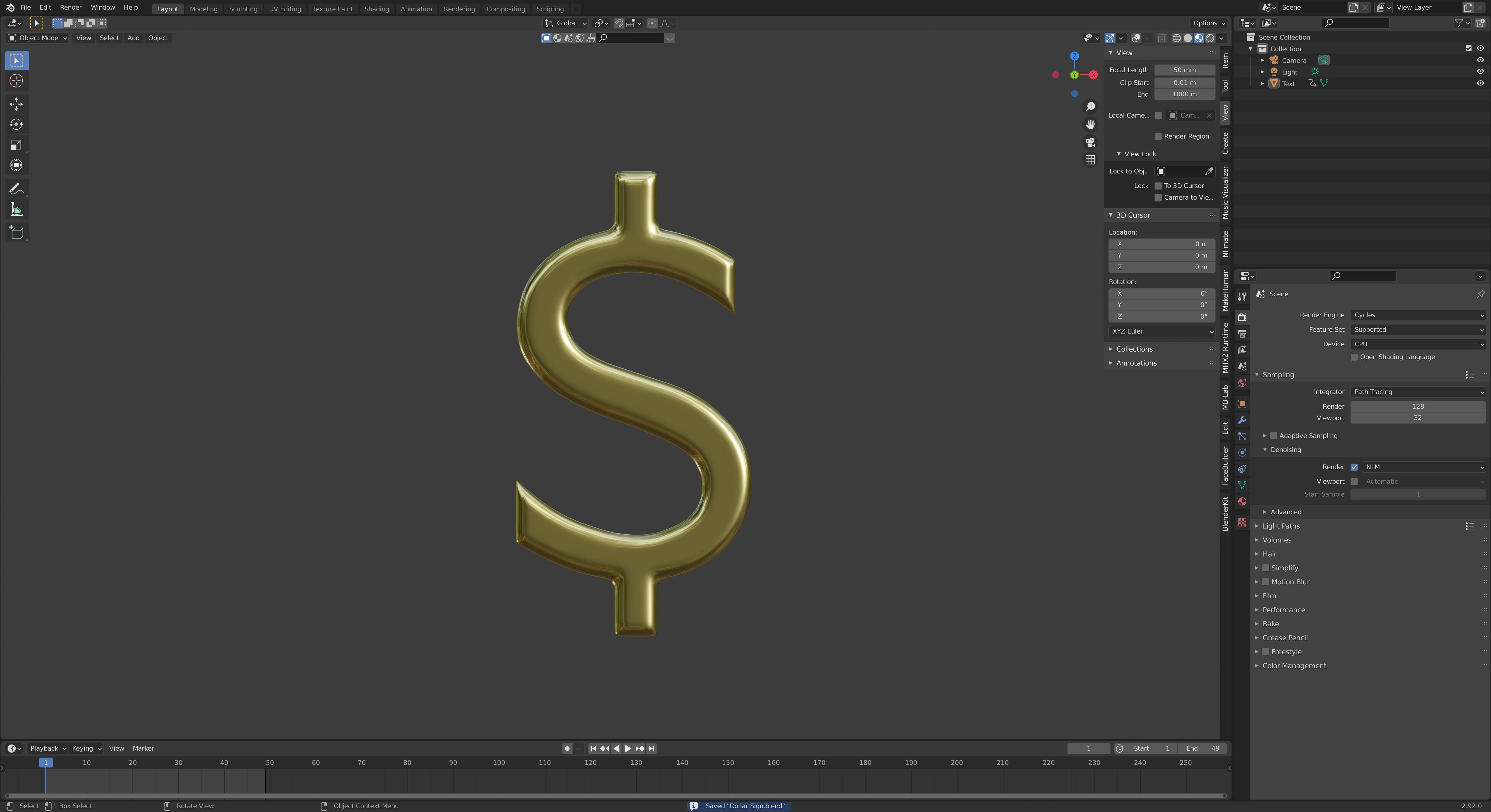 Dollar Sign 3d Printable free 3D model animated | CGTrader