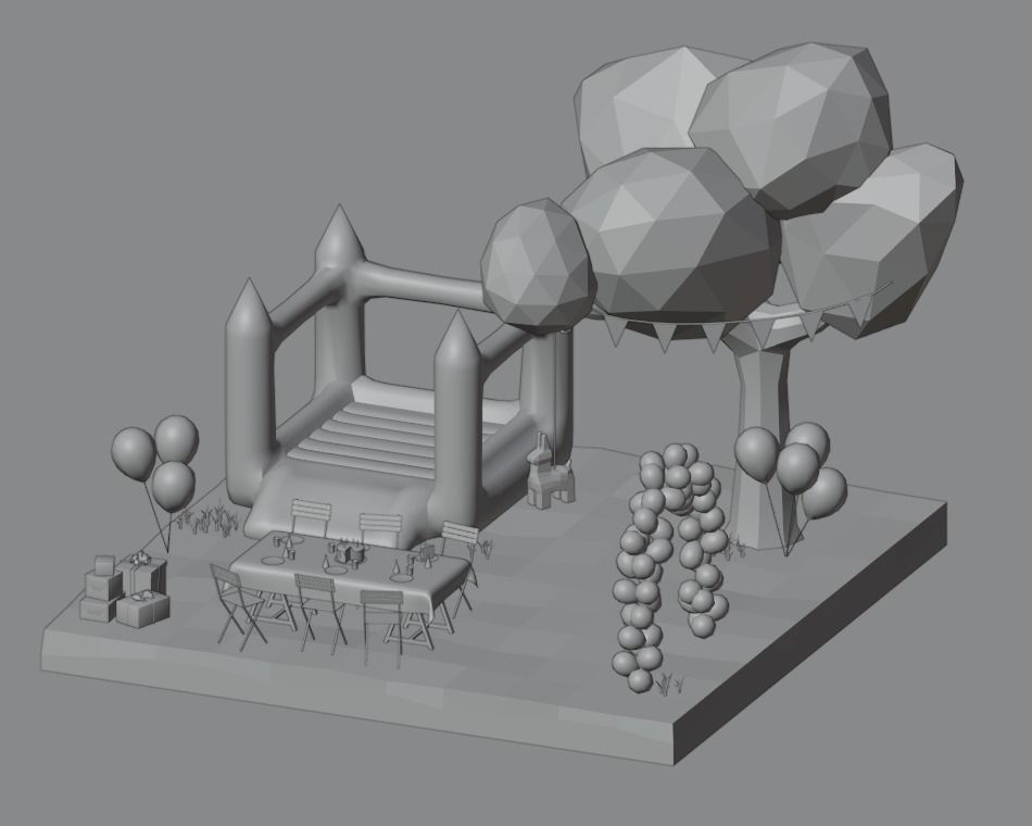 3D model Birthday party VR / AR / low-poly | CGTrader