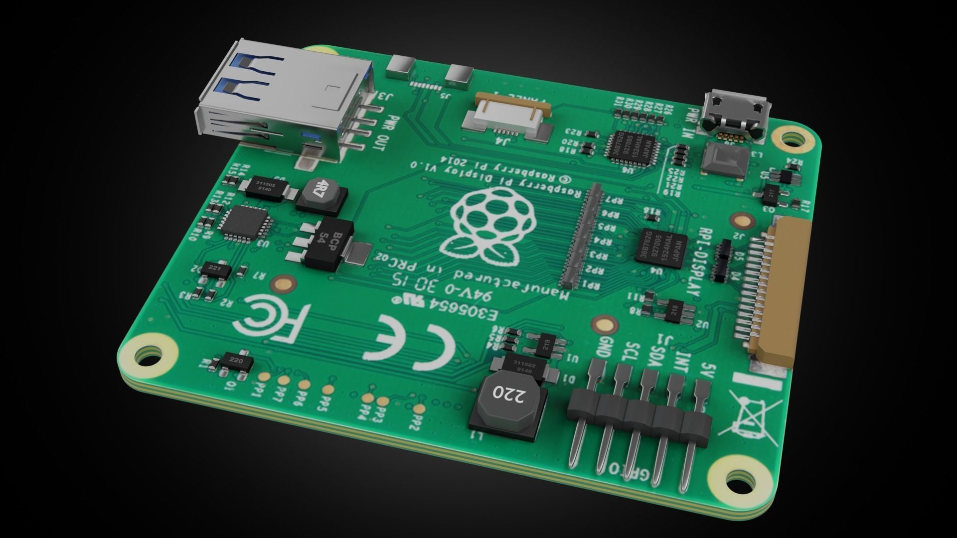 3D model Raspberry pi display v1 VR / AR / low-poly | CGTrader