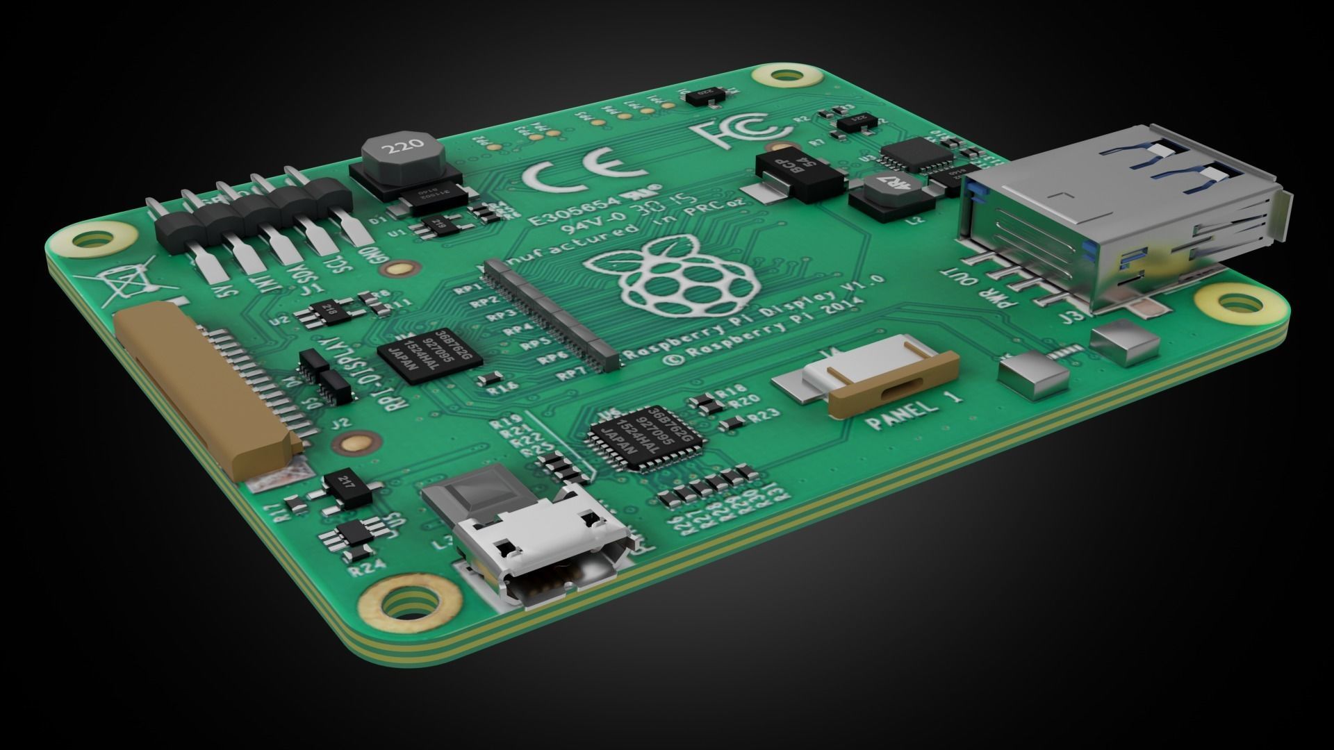 3D model Raspberry pi display v1 VR / AR / low-poly | CGTrader