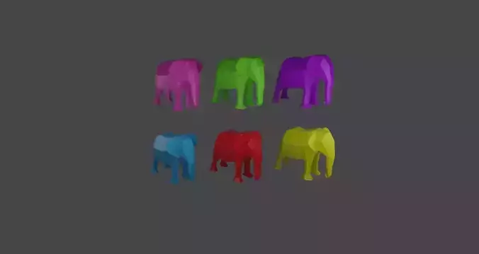 3D model Six different colored Low Poly elephants in Blender 3D VR / AR ...