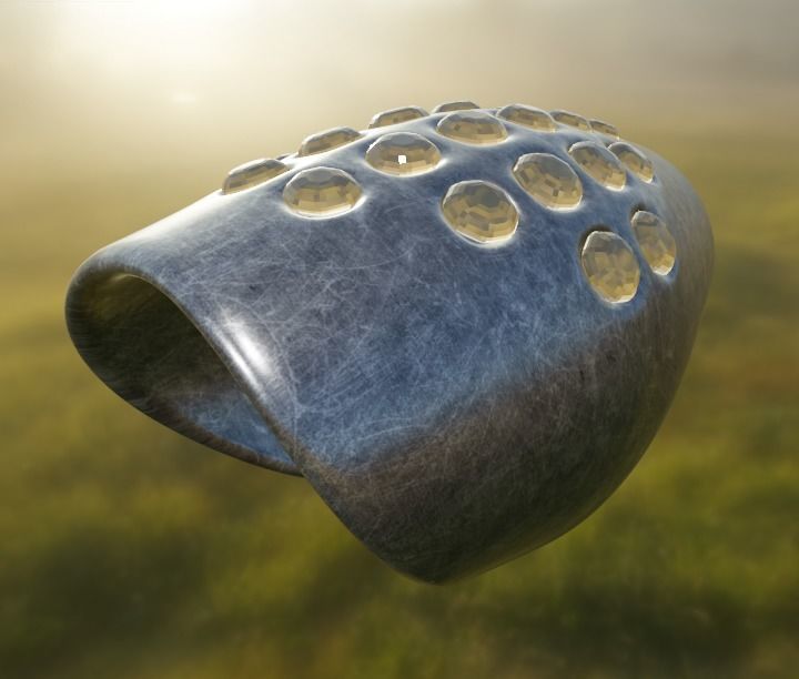 Alien Looking Silvery Metal Diamond Encrusted Cuff Earring free 3D ...