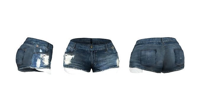 3D model Ladies Denim Pocket Shorts VR / AR / low-poly | CGTrader