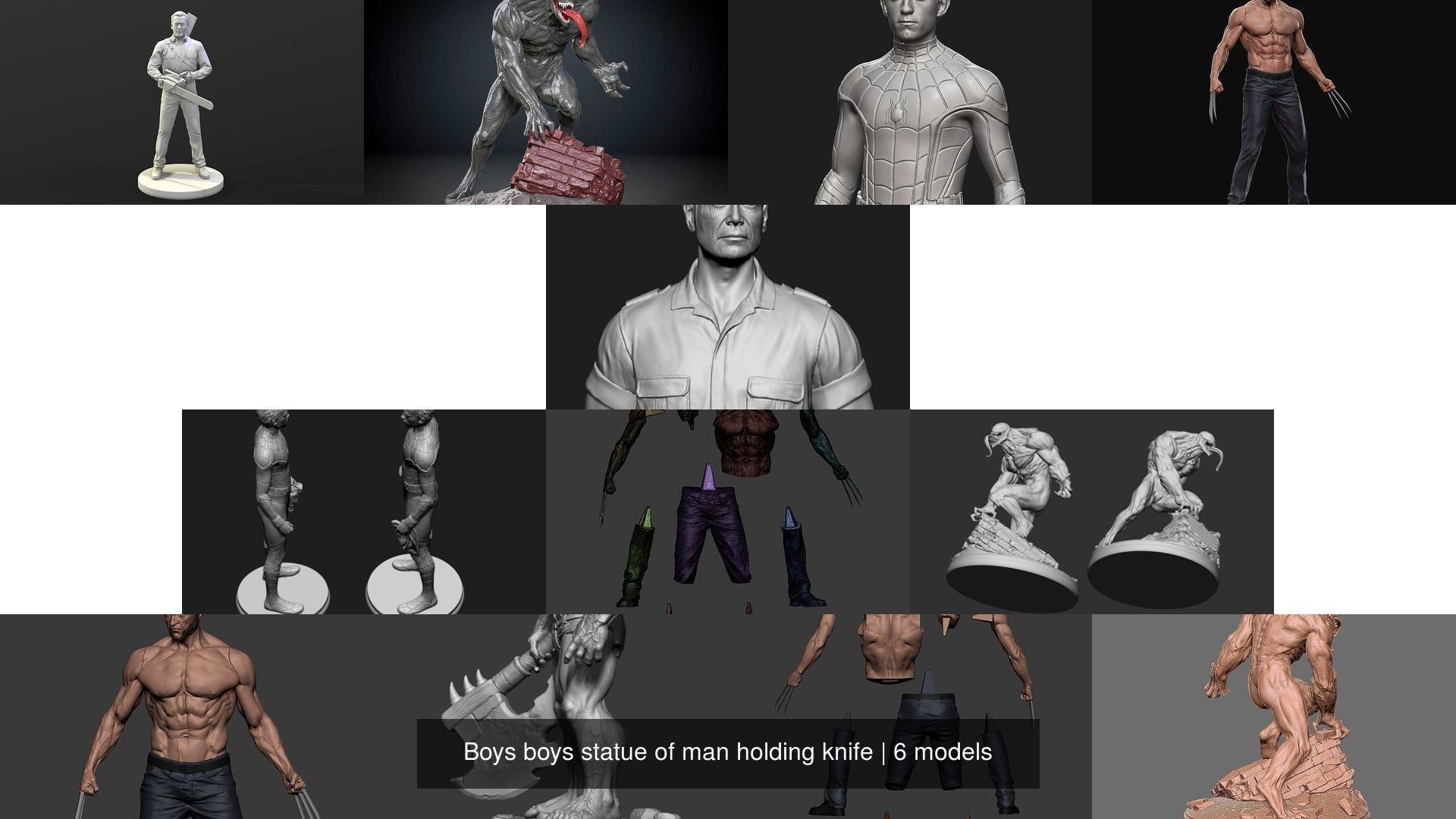 Boys boys statue of man holding knife 3D Model Collection | CGTrader