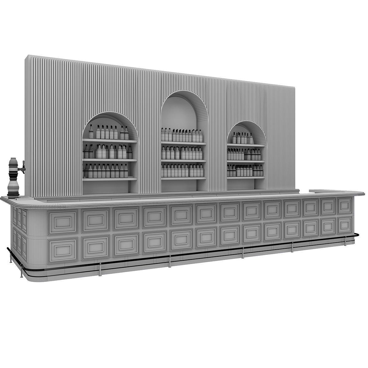 LOFT RESTAURANT BAR COUNTER dark blue and gold 3D model | CGTrader