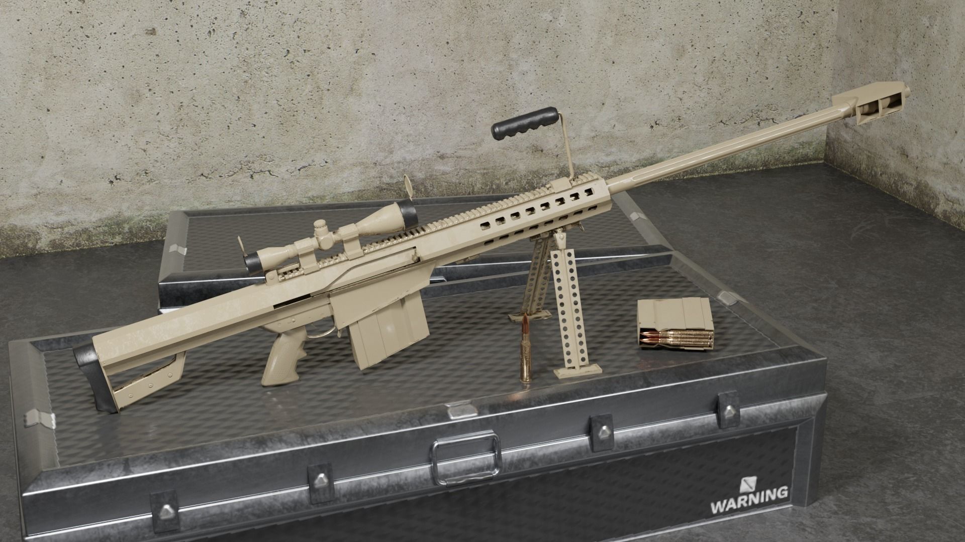 3D model M82 Barrett Game Ready 5 Textures Low-poly 3D model VR / AR ...