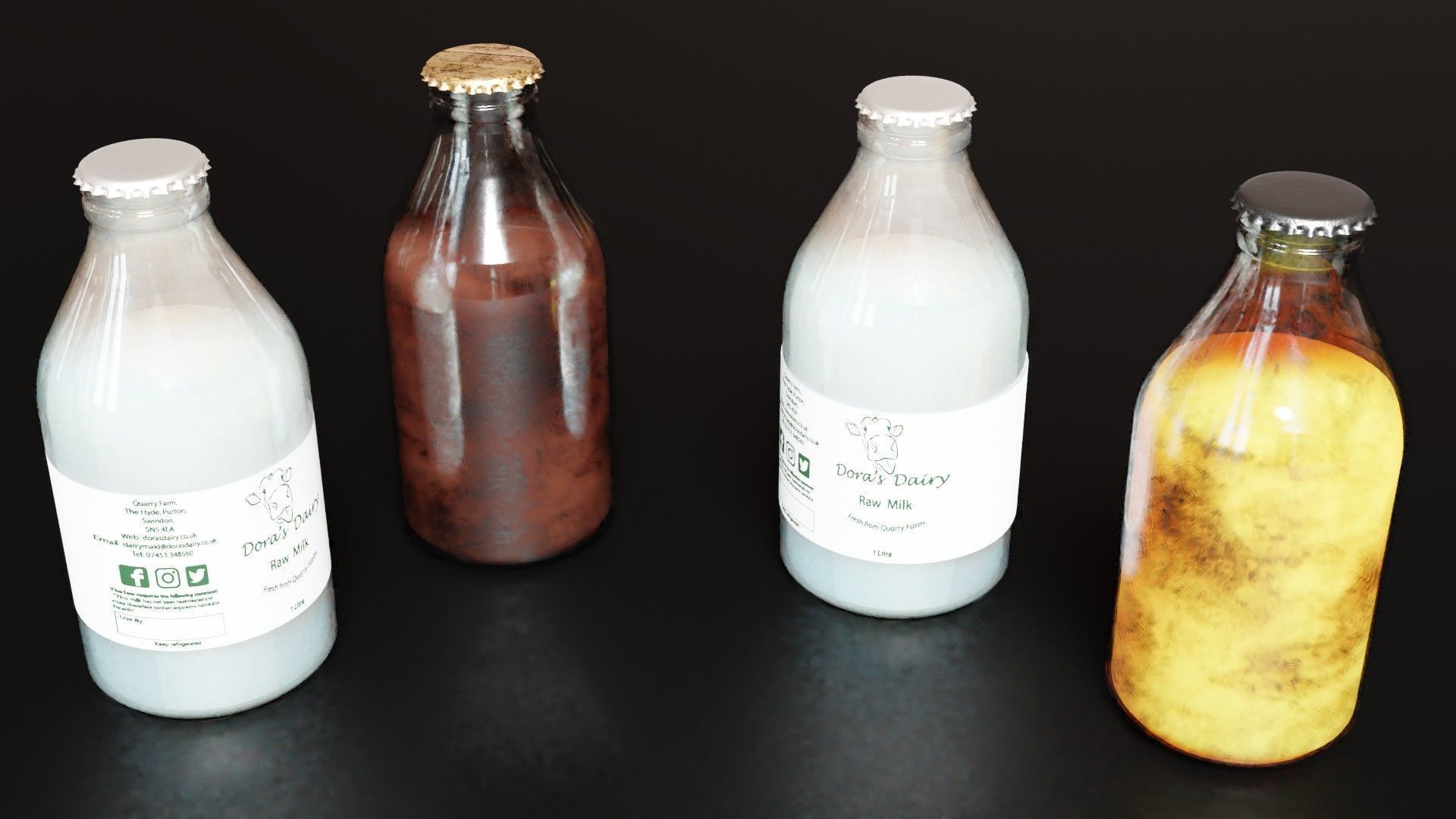 Milk Bottle 3D Model Set 3D model | CGTrader