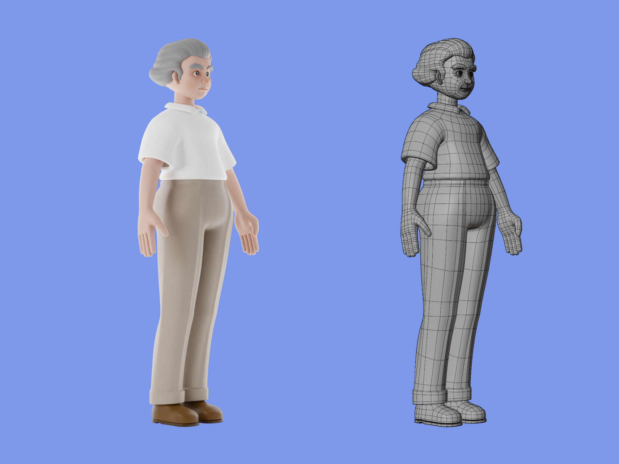 3d cartoon character elderly man 3D model | CGTrader