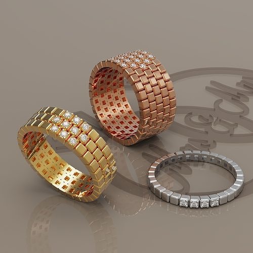 Square rings 3D model 3D printable | CGTrader