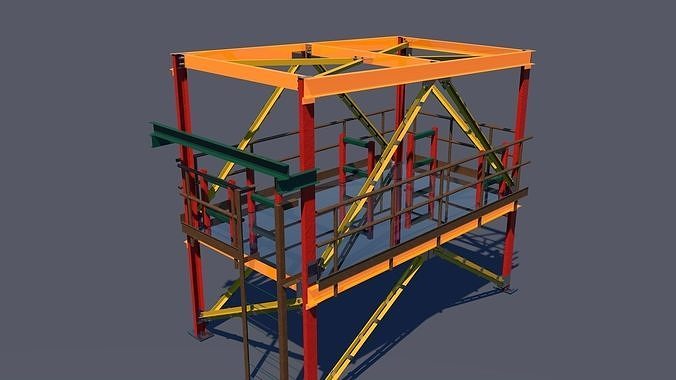 Steel Platform with ladder 3D model | CGTrader